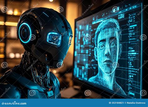Ai Robot Analyzing Data On Digital Screens Royalty Free Stock Image