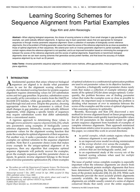 pdf learning scoring schemes for sequence alignment from partial examples