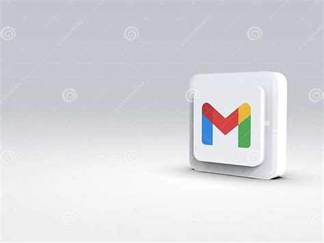 New Gmail App 3d Render White Background Isolated Button Side View