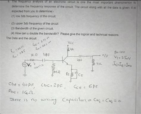 Solved A The Frequency Analysis Of An Electronic Circuit Is Chegg Com