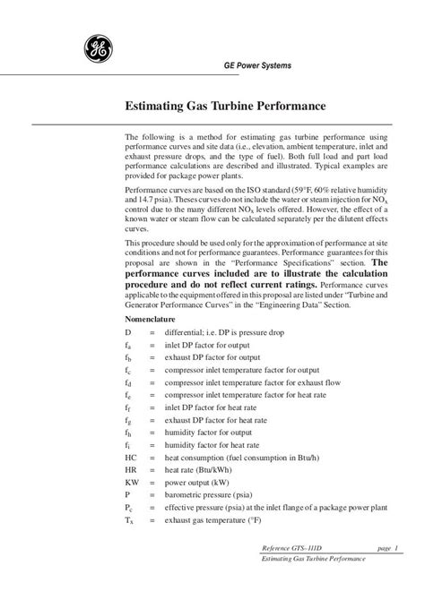 Estimating Gas Turbine Performance