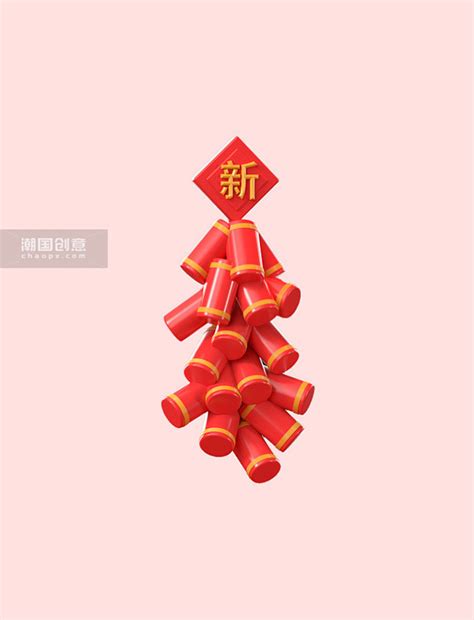 C4d3d立体新年鞭炮炮竹图片潮国创意
