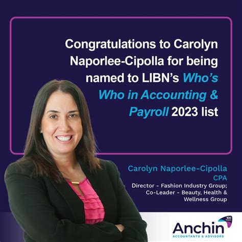 Anchin On Linkedin We Are Pleased To Announce That Carolyn Naporlee