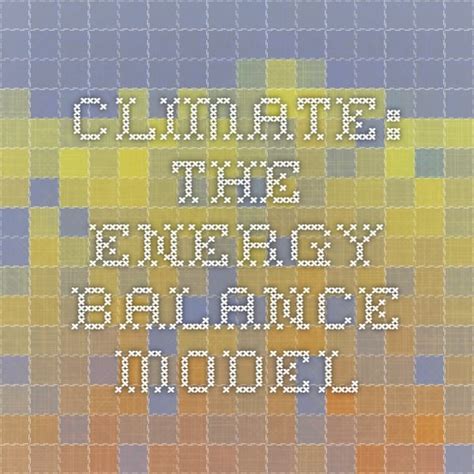 Climate The Energy Balance Model Climates Energy Greenhouse Effect