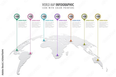 World Map Infographic Template Color Icons As Data Visualization Stock Vector Adobe Stock
