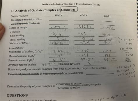 Solved Oxidation Reduction Titrations I Determination Of