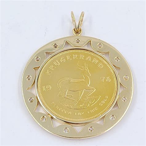 1 Ounce Krugerrand Coin Bezel Pendant With Diamonds For Sale At 1stdibs