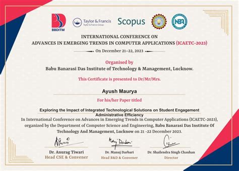 Ayush Maurya On Linkedin Icaetc2023 Computerapplications Scopus Bbditm