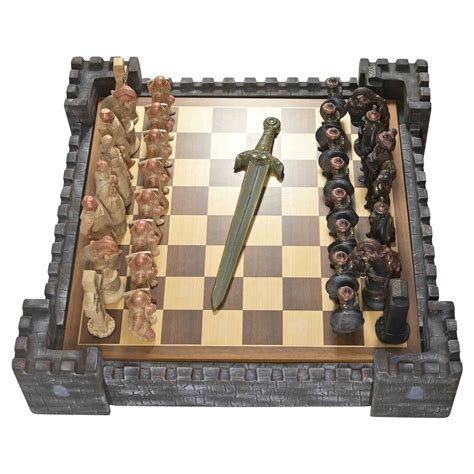 Ceramic Medieval Chessboard And Pieces 1970s For Sale At Pamono