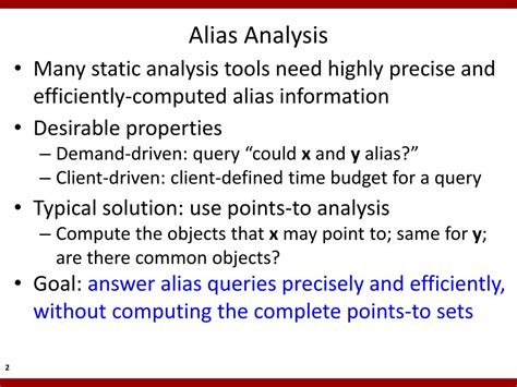 Ppt Demand Driven Context Sensitive Alias Analysis For Java