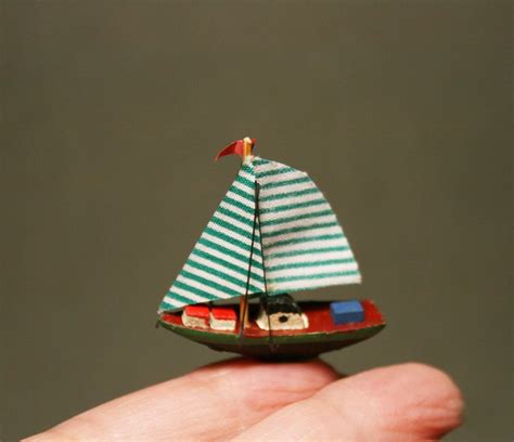 112 Scale Sailing Boat Dollhouse Miniatures Artisan Handmade