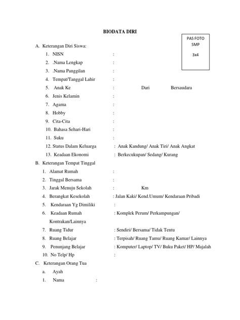Biodata Siswa Pdf