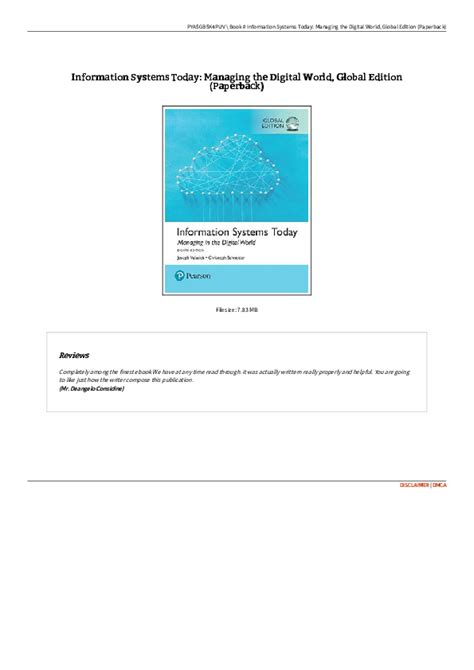 Pdf Information Systems Today Managing The Digital World Global Edition