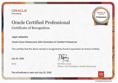 Ai Generativeai Oci Certification Professionalgrowth Machinelearning Oracle Sagar Satapathy