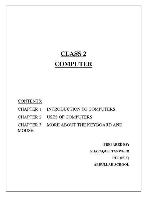 Class 2 Computer Pdf Cursor User Interface Computer Keyboard