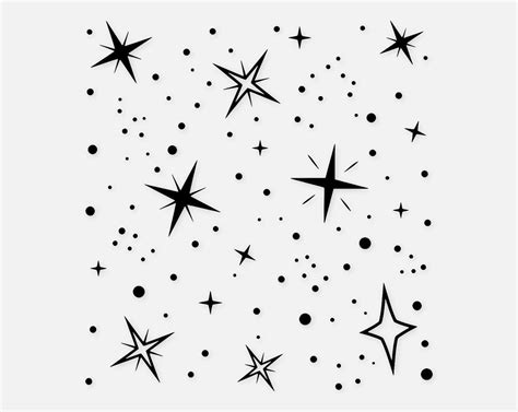 Star Pattern Digital Artwork Svg Png Line Art Design Etsy