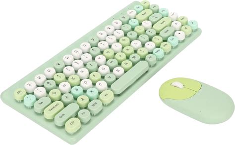 Cute Wireless Keyboard And Mouse Combo 86 Keys Retro Wireless Keyboard With Round