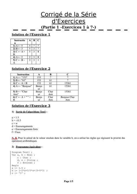 Corrigé Série Exos Info 2 Partie 1 Dut Tm Page 1 Corrigé De La Série