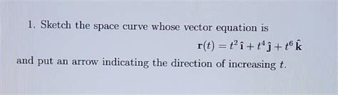 Solved Sketch The Space Curve Whose Vector Equation Is Chegg