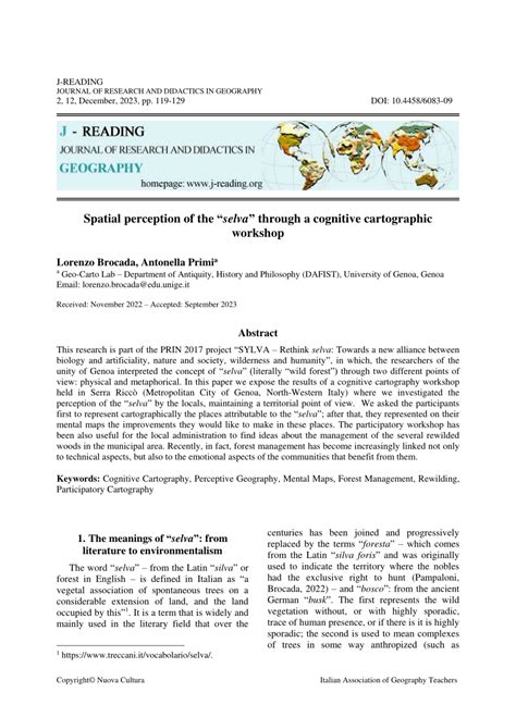 Pdf Spatial Perception Of The Selva Through A Cognitive