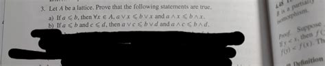 solved 3 let a be a lattice prove that the following