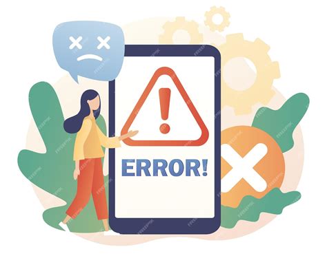 Premium Vector Tiny Woman Examining Operating System Error Warning