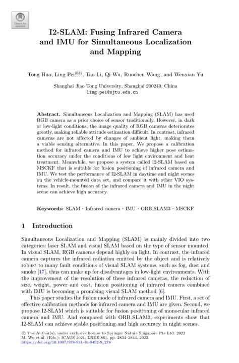 Pdf I2 Slam Fusing Infrared Camera And Imu For Simultaneous