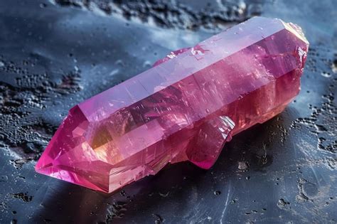 Premium Photo Stunning Large Pink Quartz Crystal On A Dark Surface
