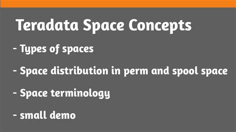 Teradata Space Concepts