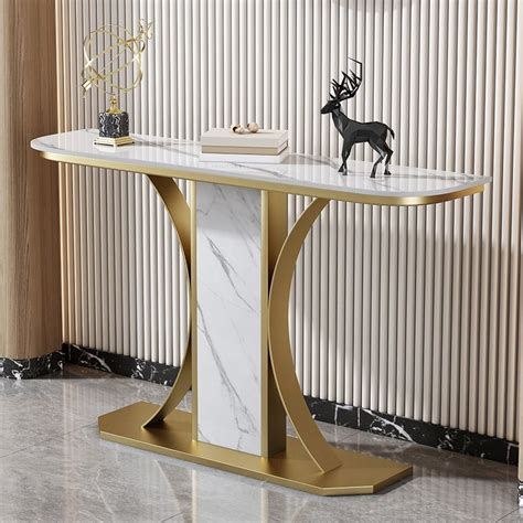 Modern Glam Console Table With Gold Base Saajawat