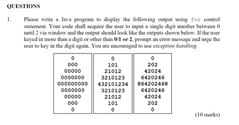 Solved QUESTIONS 1 Please Write A Java Program To Display Chegg Com