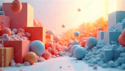 A Complex Arrangement Of Three Dimensional Geometric Shapes Each With