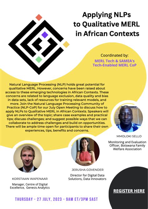Join The July 27th Nlp Cop Open Meeting Applying Nlp To Qualitative Merl In African Contexts