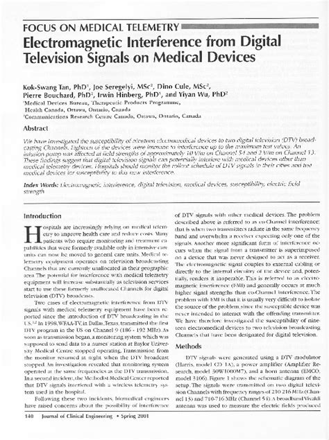 Pdf Electromagnetic Interference From Digital Television Signals On