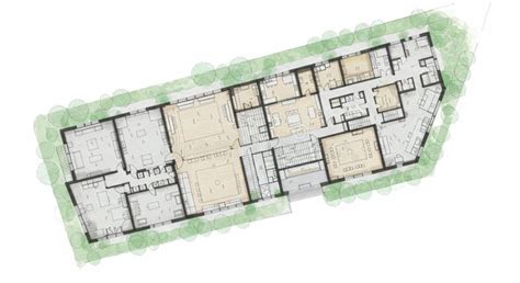 Floor Plan Of A Rectangular Building With Irregular Angles Featuring