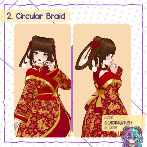 Vroid Hair Preset Braided Twin Tails 3 Options Etsy