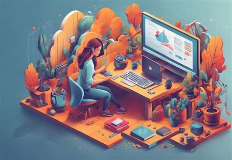 Premium Ai Image Webdesign Vector Illustration Working On Computer Isometric Concept