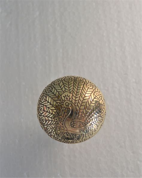 Brass Peacock Knob One Gold Etched Cabinet Furniture Drawer Pull Etsy