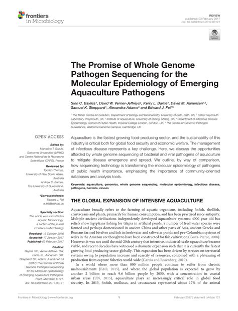 Pdf The Promise Of Whole Genome Pathogen Sequencing For The Molecular