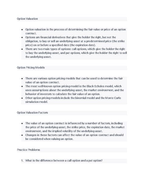 Option Valuation Options Are Financial Derivatives That Give The Holder The Right But Not The