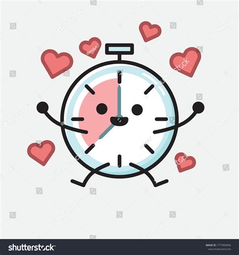 Illustration Cute Timer Clock Vector Character Stock Vector Royalty