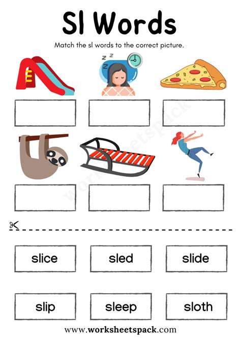 Free Sl Blend Words Worksheets Pdf For Kindergarten Worksheetspack