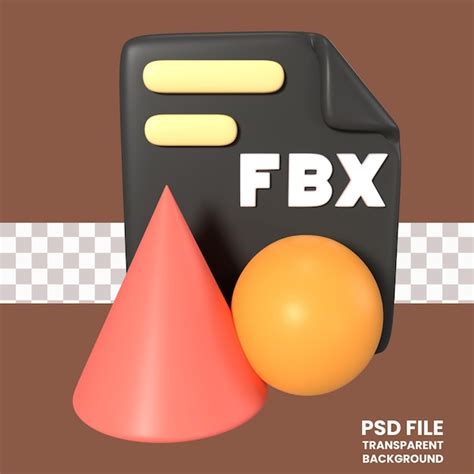 premium psd fbx file extension 3d illustration icon