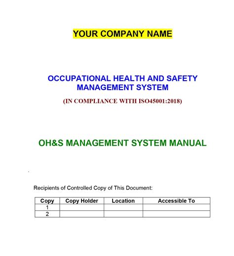 Iso 45001 Document Templates Etsy