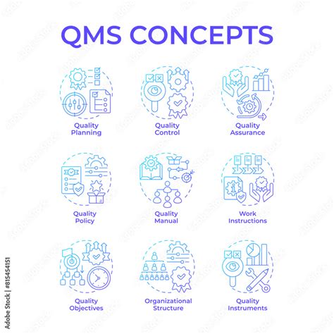 Qms Blue Gradient Concept Icons Quality Control Operational Consistency Business Structure