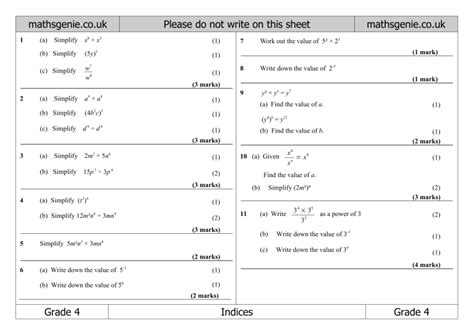 Indices Worksheet Simplify Exponents Solve Equations