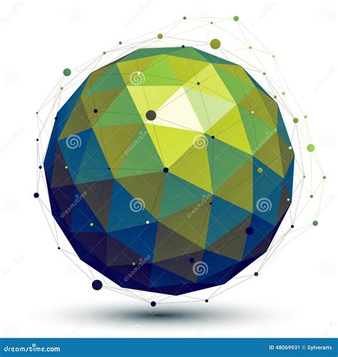 Bright Abstract 3d Vector Network Object Art Symmetric Spherical Shiny Figure Dimensional