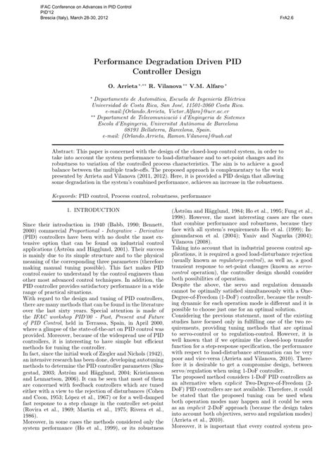 Pdf Performance Degradation Driven Pid Controller Design