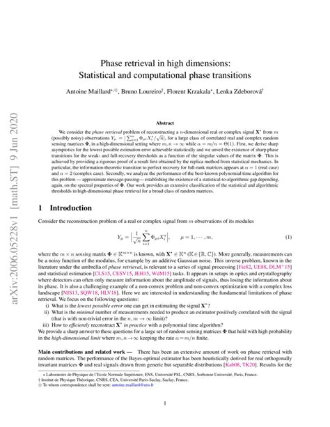 Phase Retrieval In High Dimensions Statistical And Computational Phase