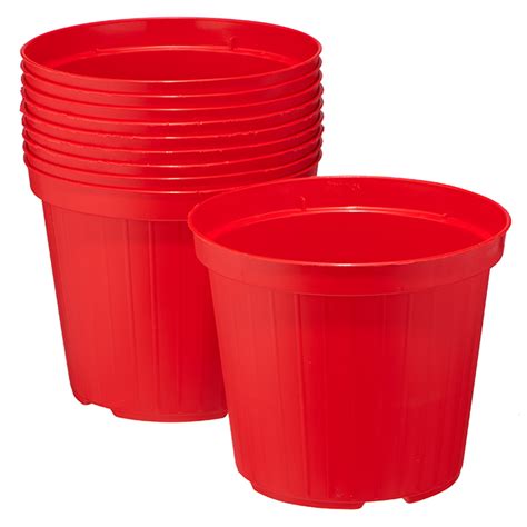 Teraplast Norma Plastic Planter Pots 55 Red 10pack 03315014010